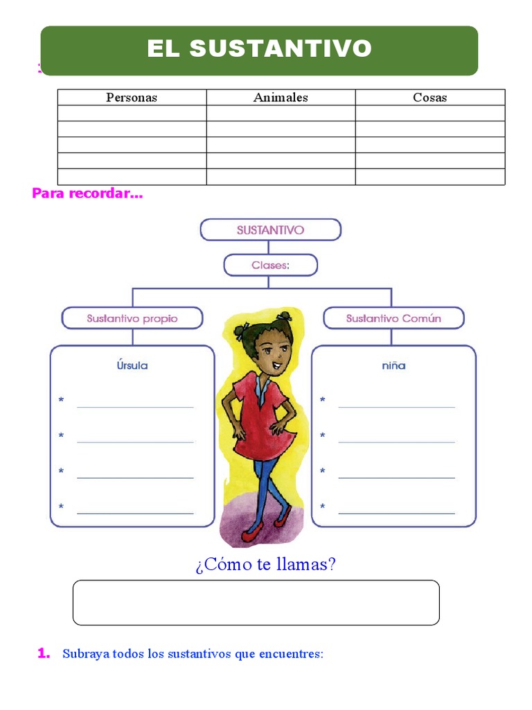 Clases-de-Sustantivo-para-PRIMERO - Grado-de-Primaria | PDF ...