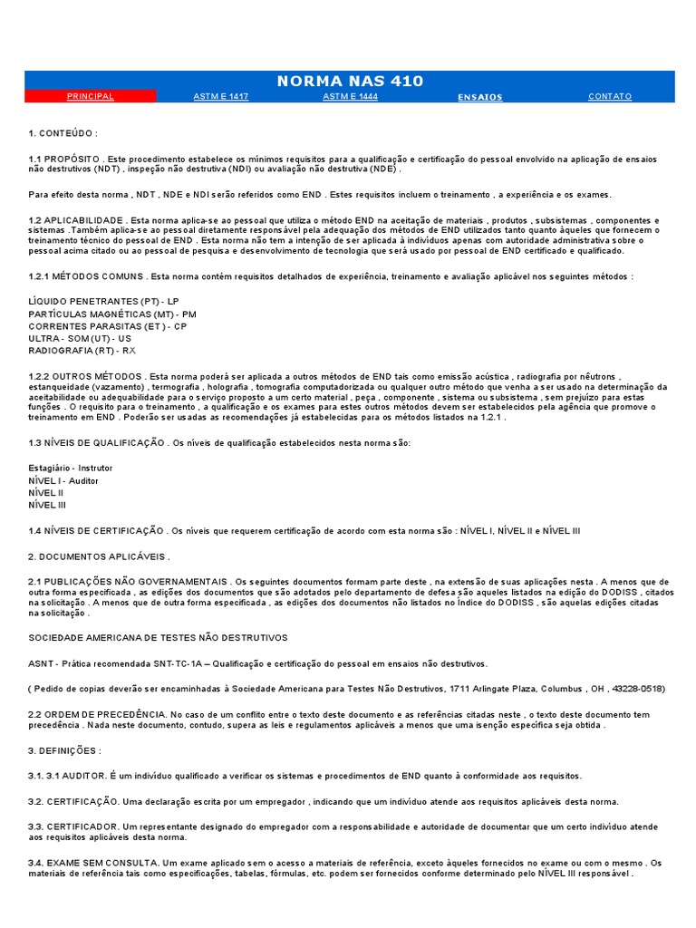 Norma Nas 410 | PDF | Método científico | Teste (avaliação)