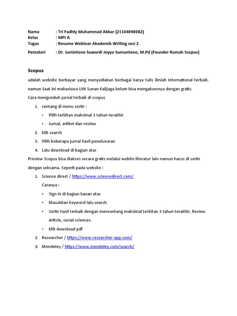 Cara Akses Jurnal Scopus dan Tips Penulisan | PDF