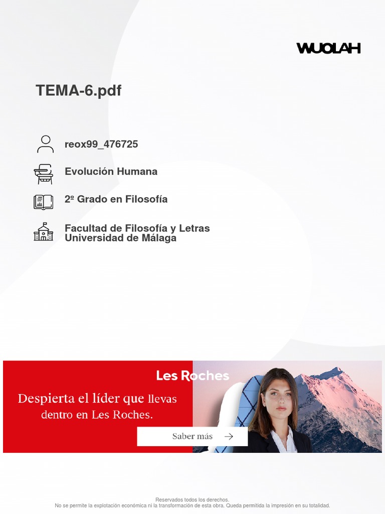 Wuolah Free TEMA 6 | PDF | Evolución humana | Chimpancé