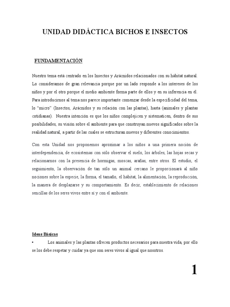 Unidad Didáctica: Insectos para Niños | PDF | Insectos | Plantas