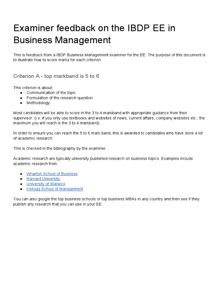 EE Examiner Feedback On How To Score Marks in BM EE | PDF | Cognition ...