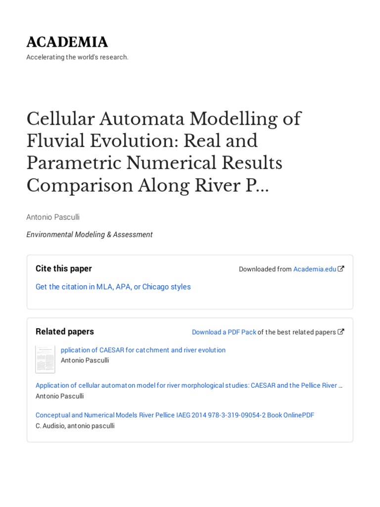 Cellular Automata Modelling Of Fluvial E20160204 30232 1o36my3 With Cover Page V2 Download
