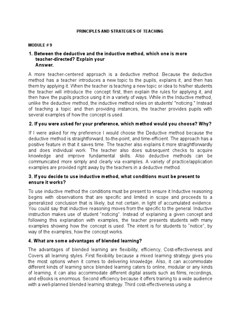 Principles and Strategies of Teaching | PDF | Inductive Reasoning ...