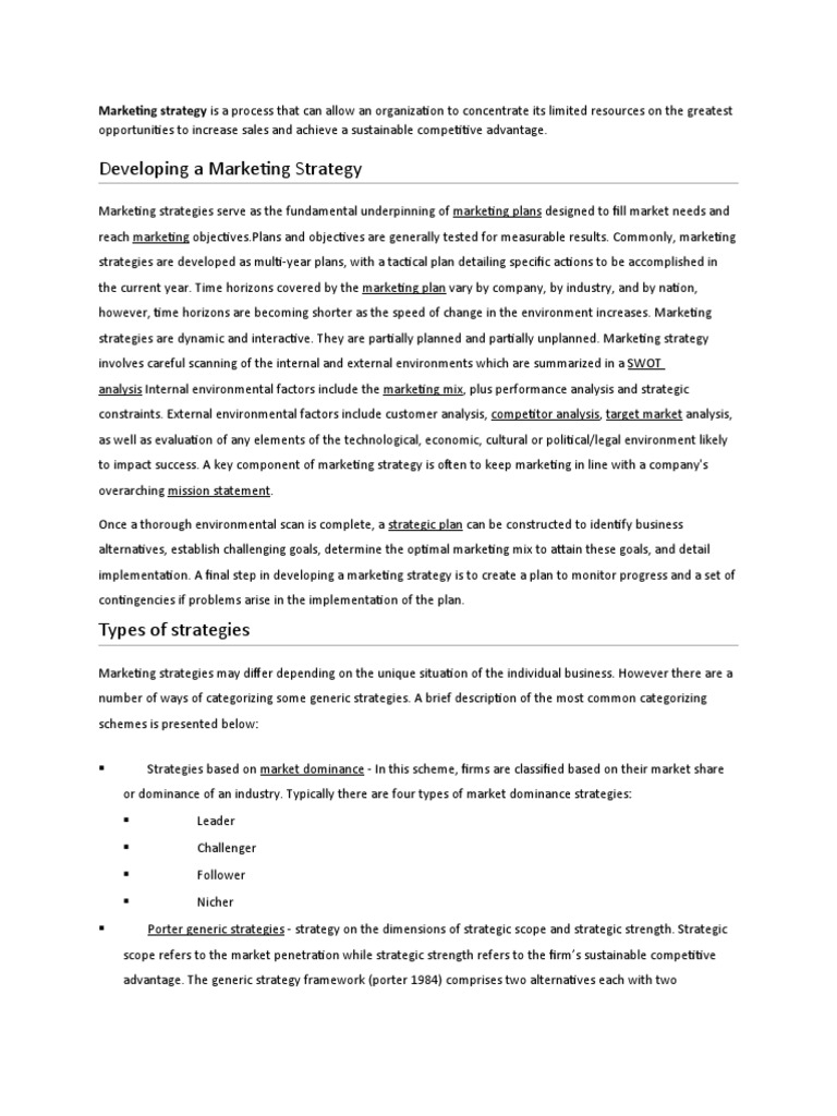 Marketing Strategy | PDF | Marketing Strategy | Strategic Management
