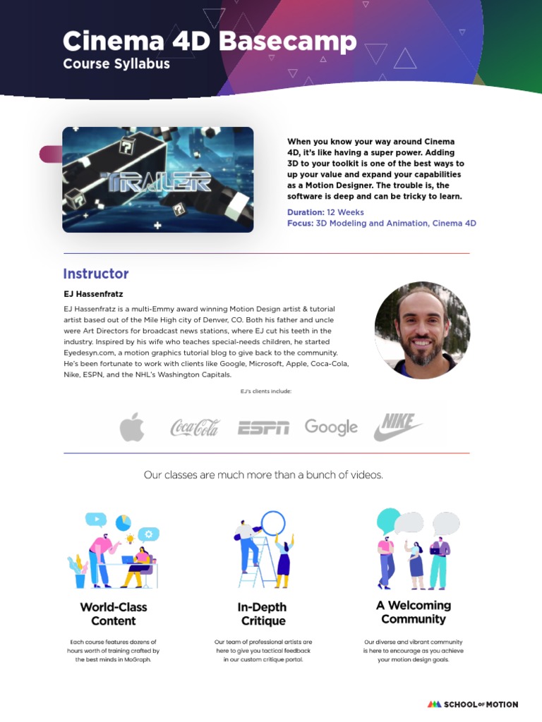 Cinema 4D Basecamp: Course Syllabus | PDF | 3 D Computer Graphics ...