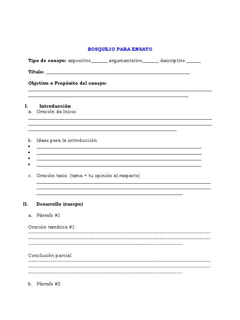 BOSQUEJO PARA ENSAYO para Trabajo Final | PDF