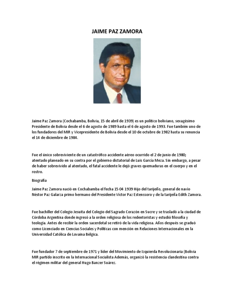Jaime Paz Zamora | PDF | Gobierno