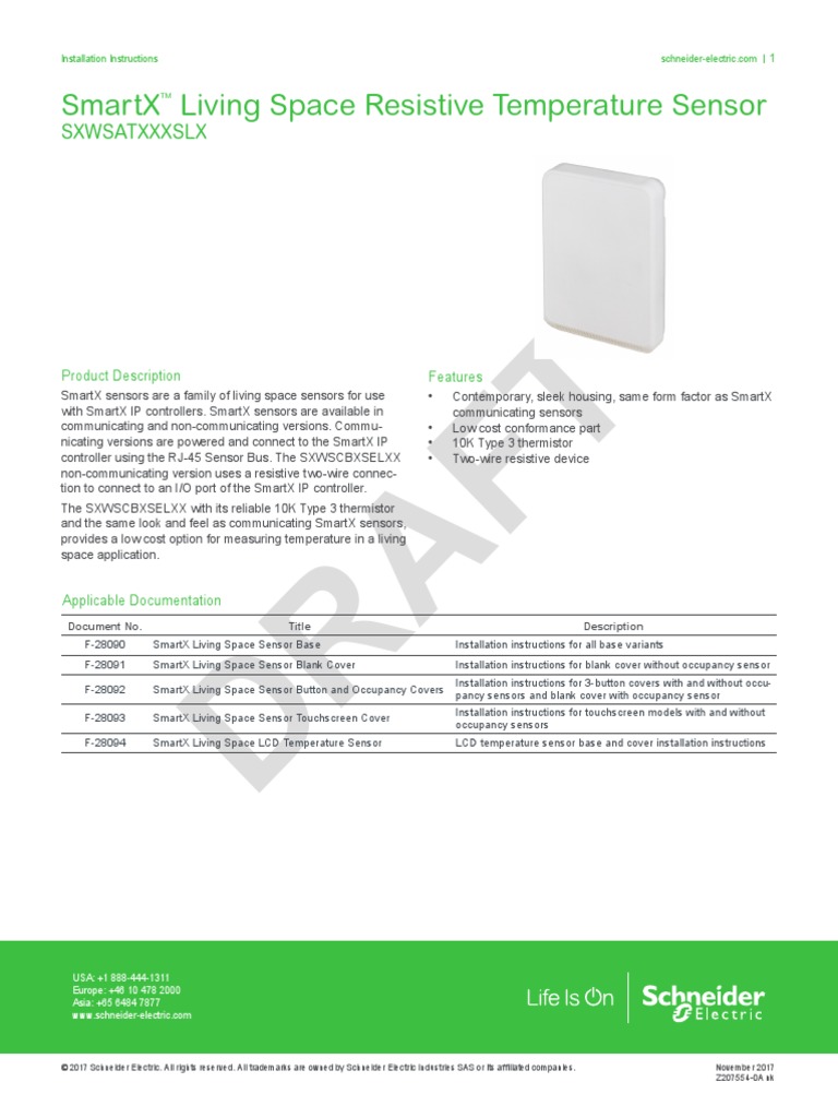 SmartX Resistive Temp Sensor - Z207554-0A | PDF | Equipment | Electricity
