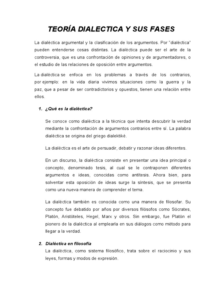 Teoría Dialectica y Sus Fases | PDF | Dialéctico | Verdad