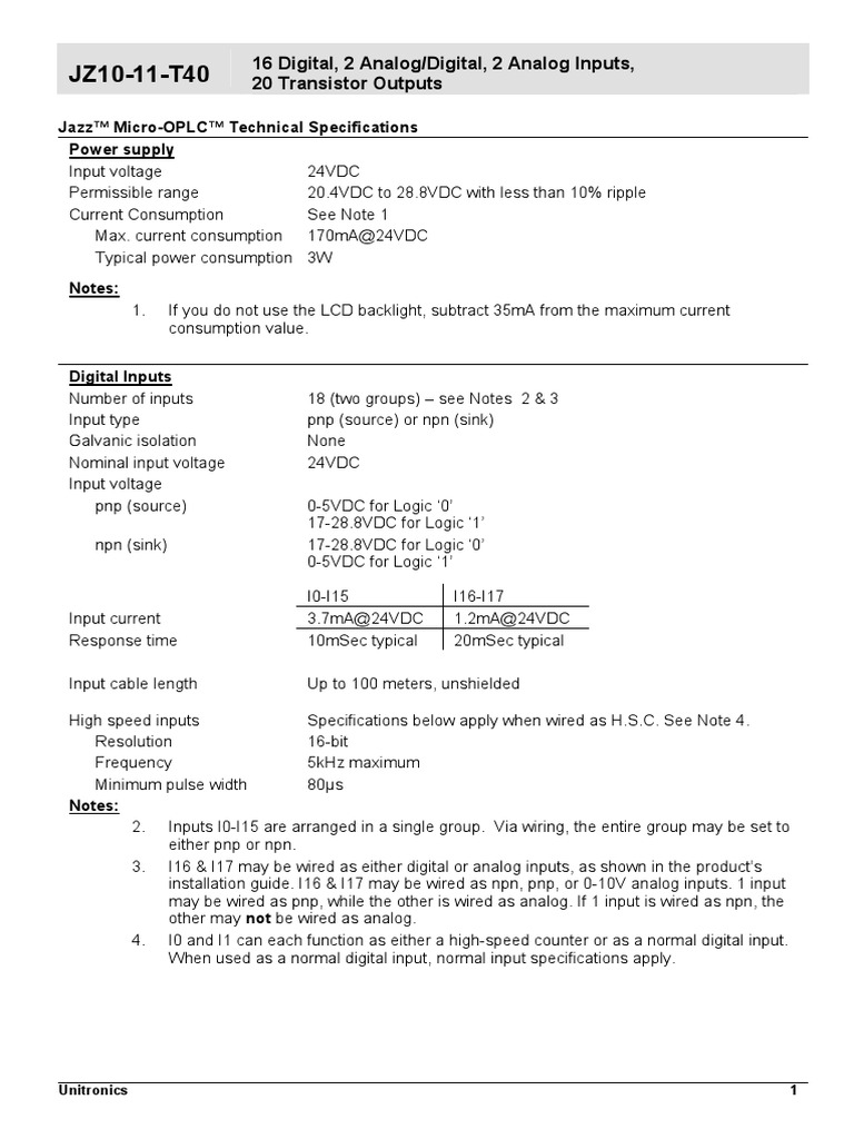 JZ10 11 T40 - Tech Spec - 12 06 | PDF | Bipolar Junction Transistor | Power Supply