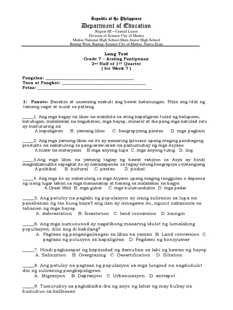 Ap 7 (Quarter 1, Module 4-8) Quiz | PDF