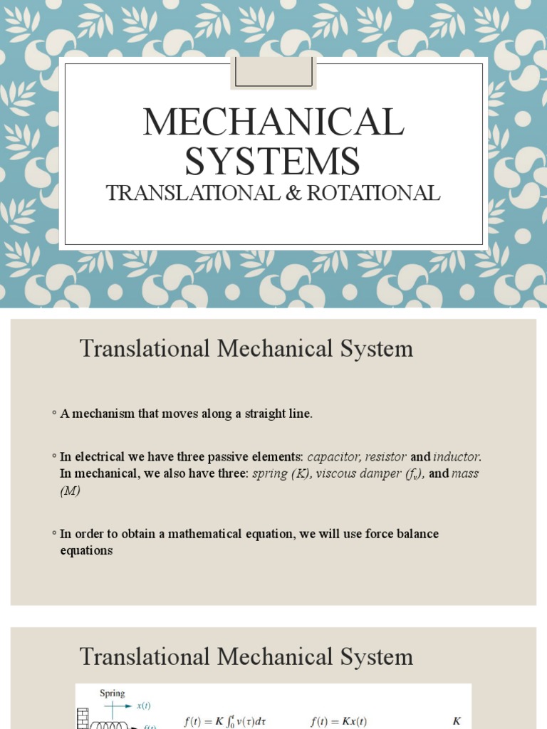 Translational Mechanical Systems Transfer Function | PDF