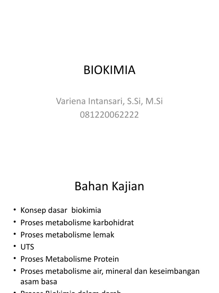 Biokimia Pendahuluan | PDF | Sains & Matematika | Teknologi & Rekayasa