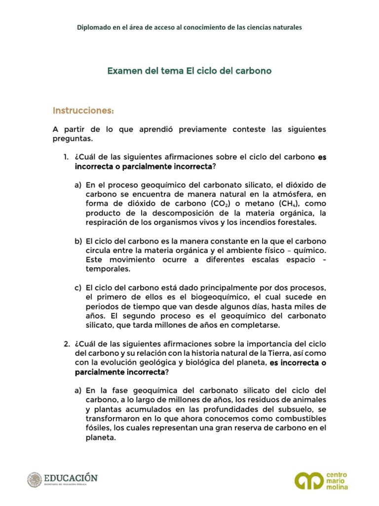 Hoja De Trabajo De Comprensión Del Ciclo Del Carbono: Respuestas