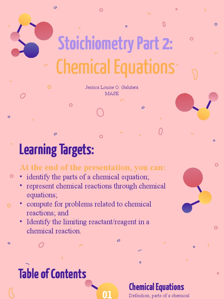 Stoichiometry Part 2:: Chemical Equations | PDF | Mole (Unit ...