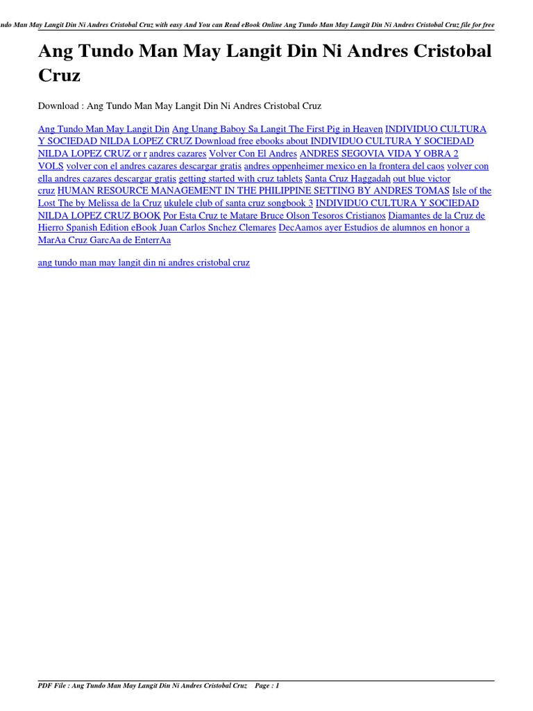 Download: Ang Tundo Man May Langit Din Ni Andres Cristobal Cruz | PDF