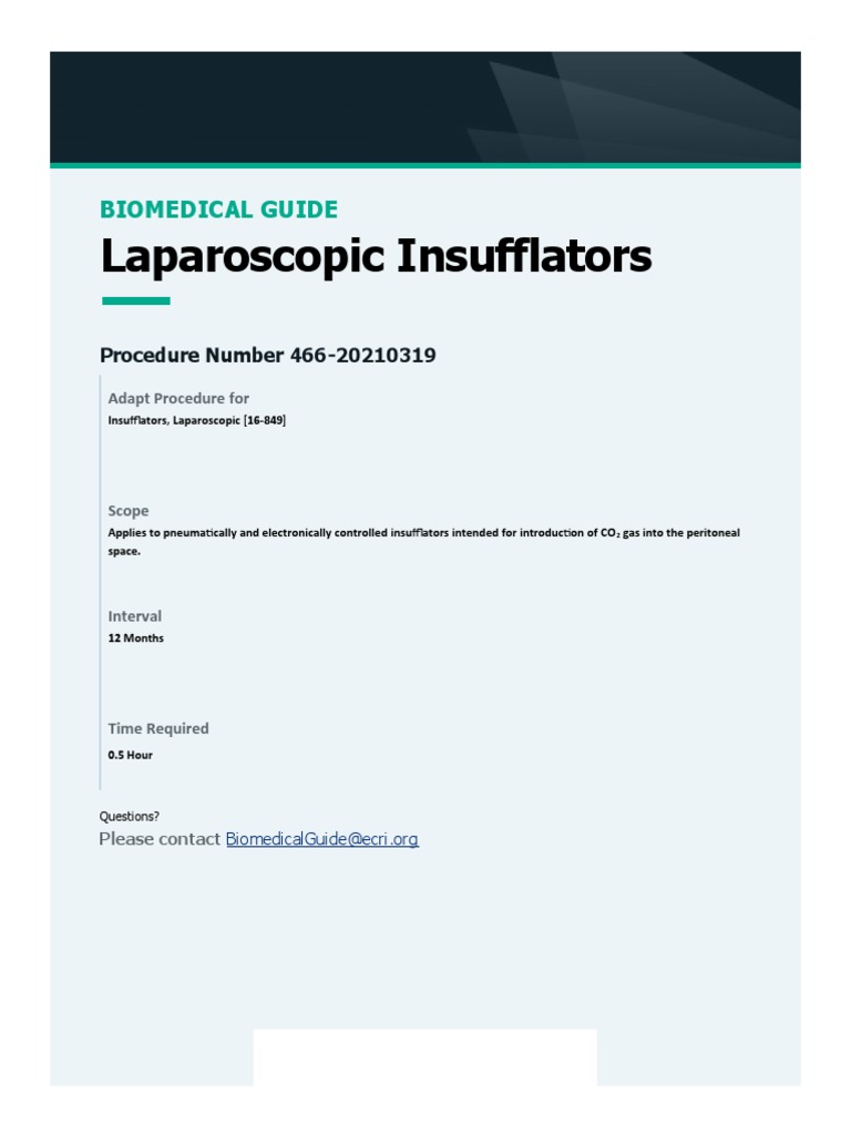 Laparoscopic Insufflators: Biomedical Guide | PDF | Fuse (Electrical ...