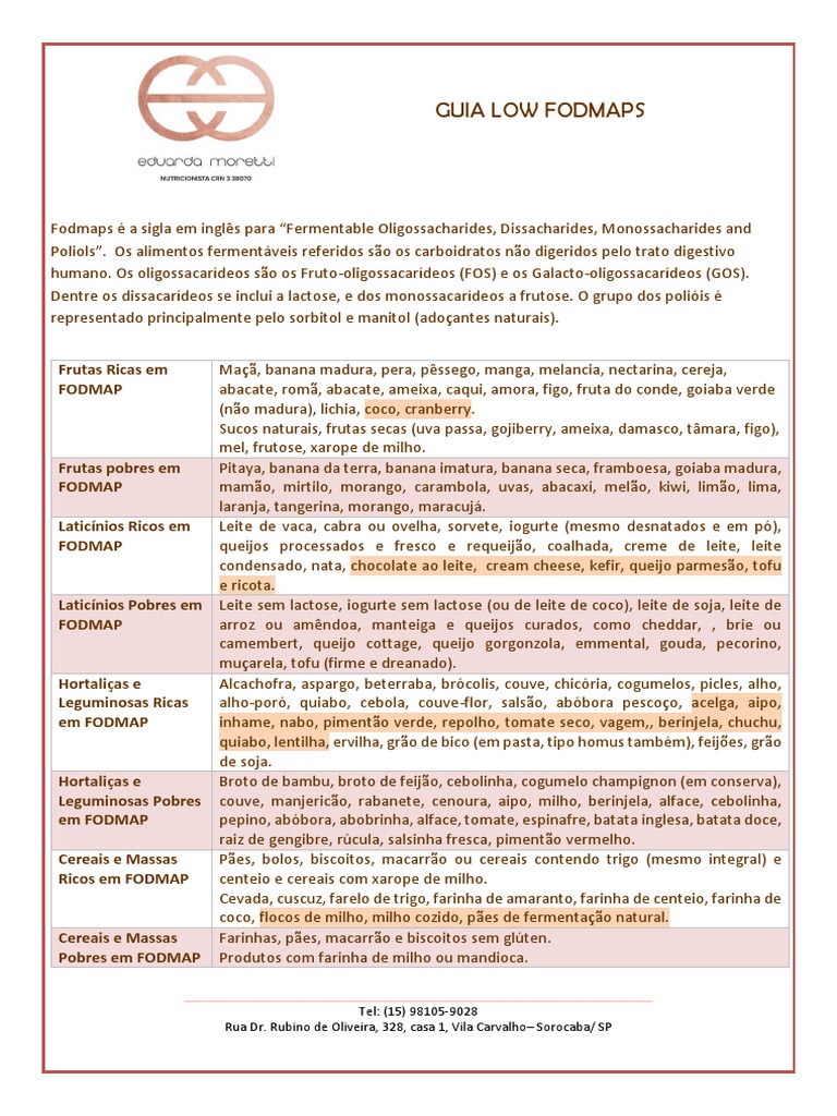 Low Fodmaps | PDF | Queijo | Milho
