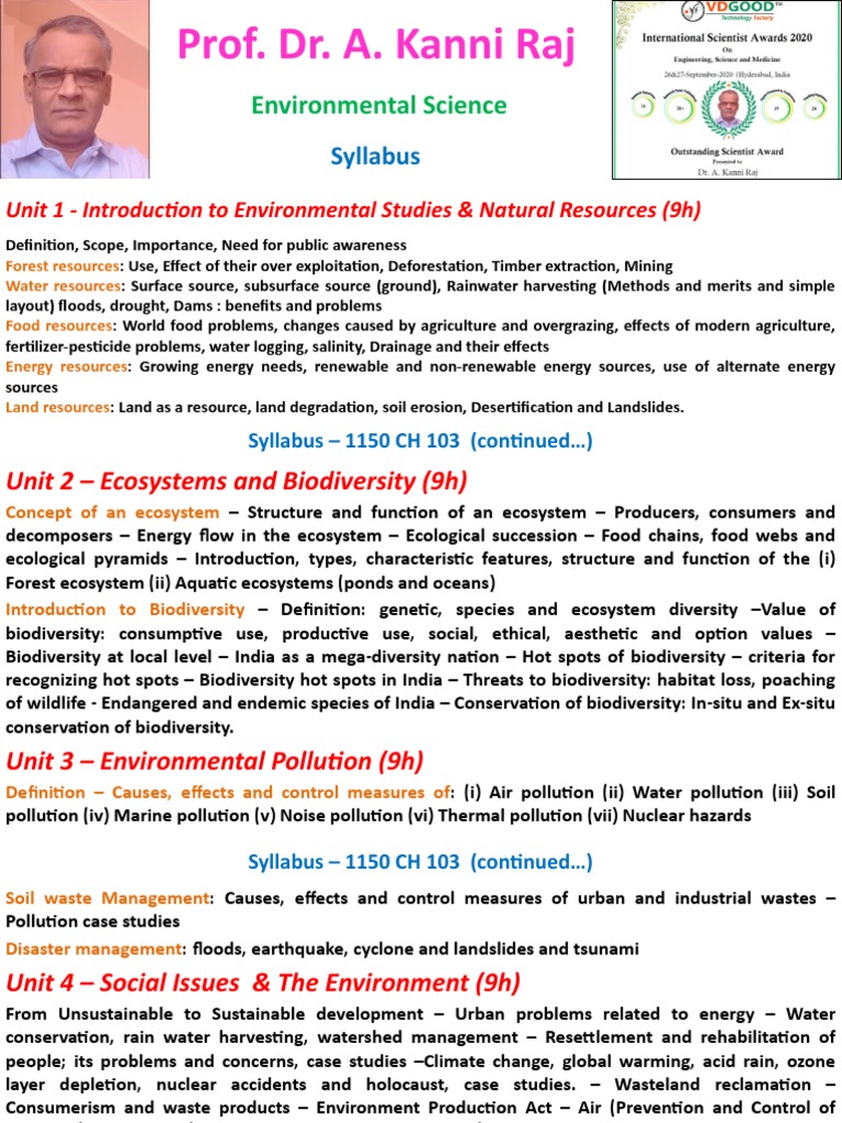 Environmental Science Syllabus Overview | PDF | Natural Environment ...