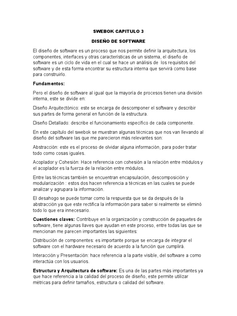 Swebok Capitulo 3 | PDF | Software | Ingeniería de software