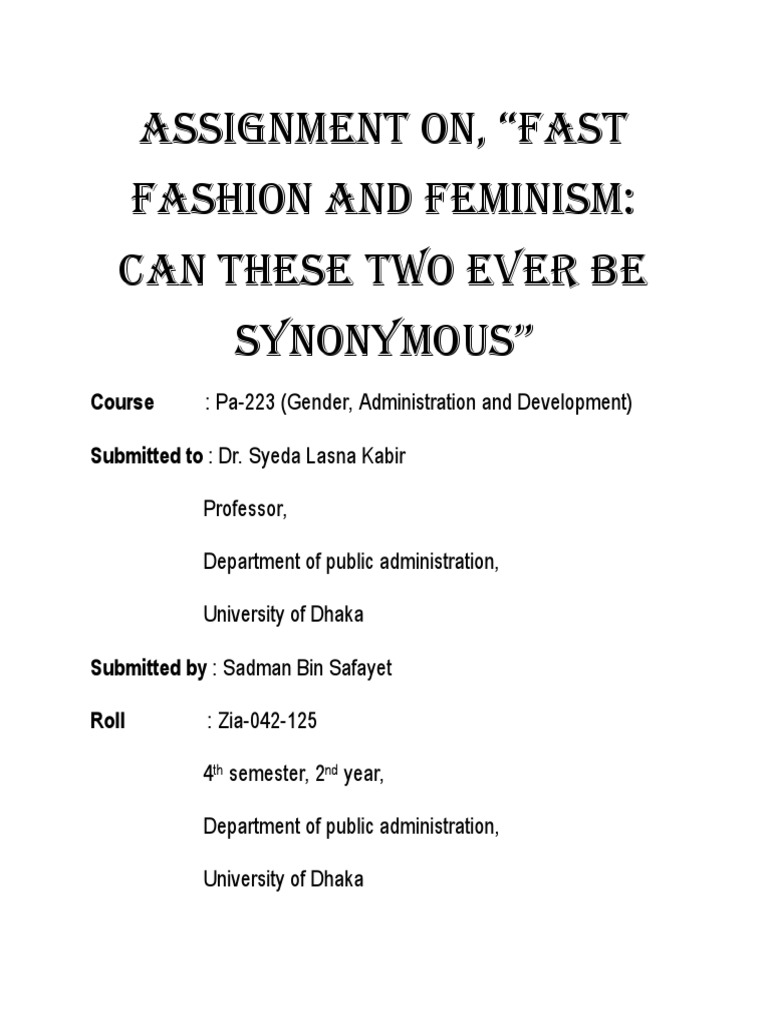 Fast Fashion and Feminism - Can These Two Ever Be Synonymous? | PDF ...