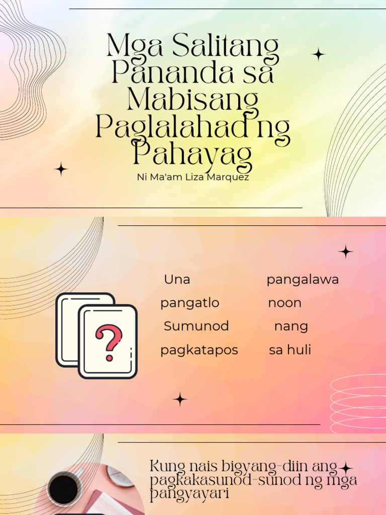 Mga Salitang Pananda Sa Mabisang Paglalahad NG Pahayag | PDF