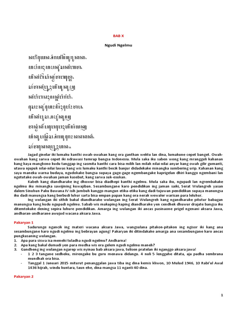 Bab 10 X SMT GNP - Teks Aksara Angka Jawa | PDF