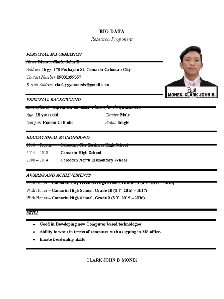Clark John B. Mones Bio Data | PDF