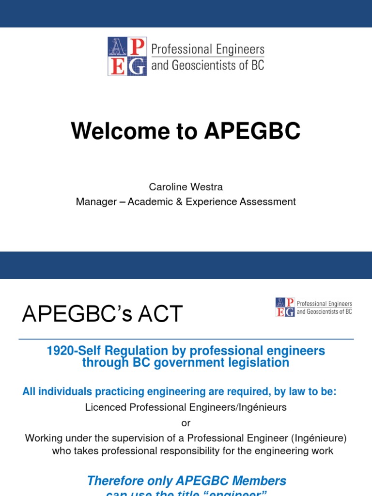 Welcome To APEGBC: Manager - Academic & Experience Assessment ...
