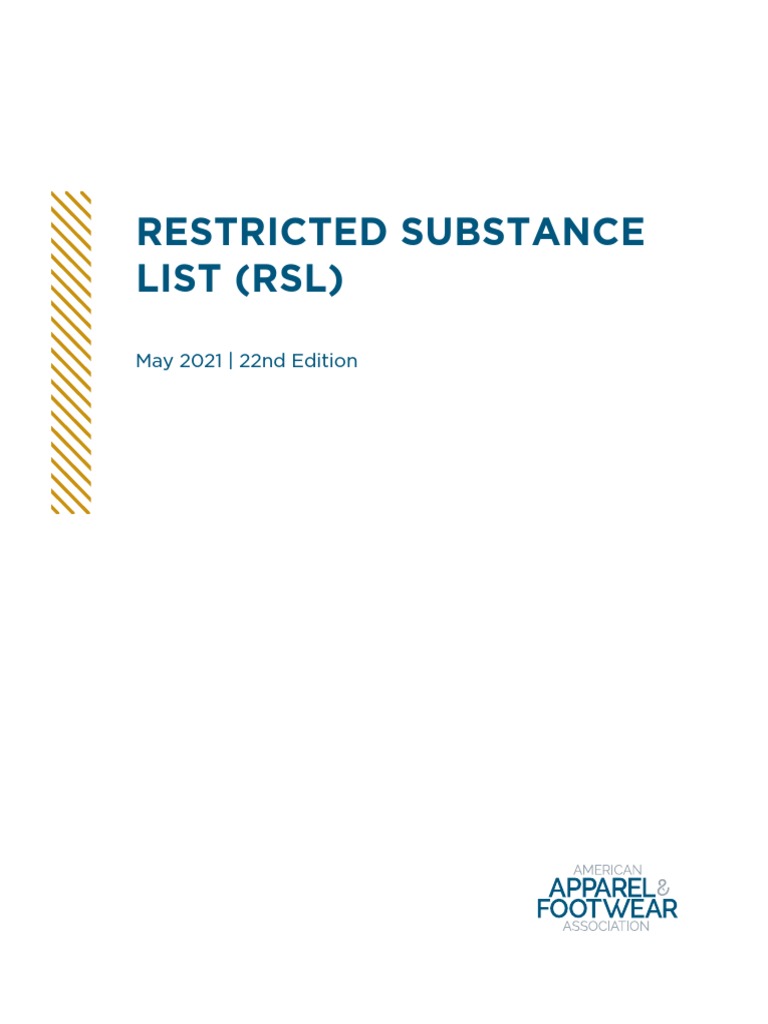 Restricted Substance List (RSL) : May 2021 - 22nd Edition | PDF ...