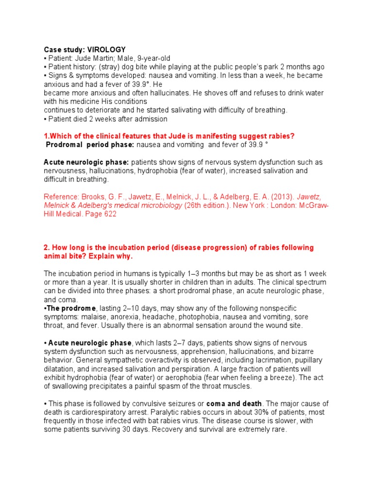Case Study: VIROLOGY: 1.which of The Clinical Features That Jude Is ...