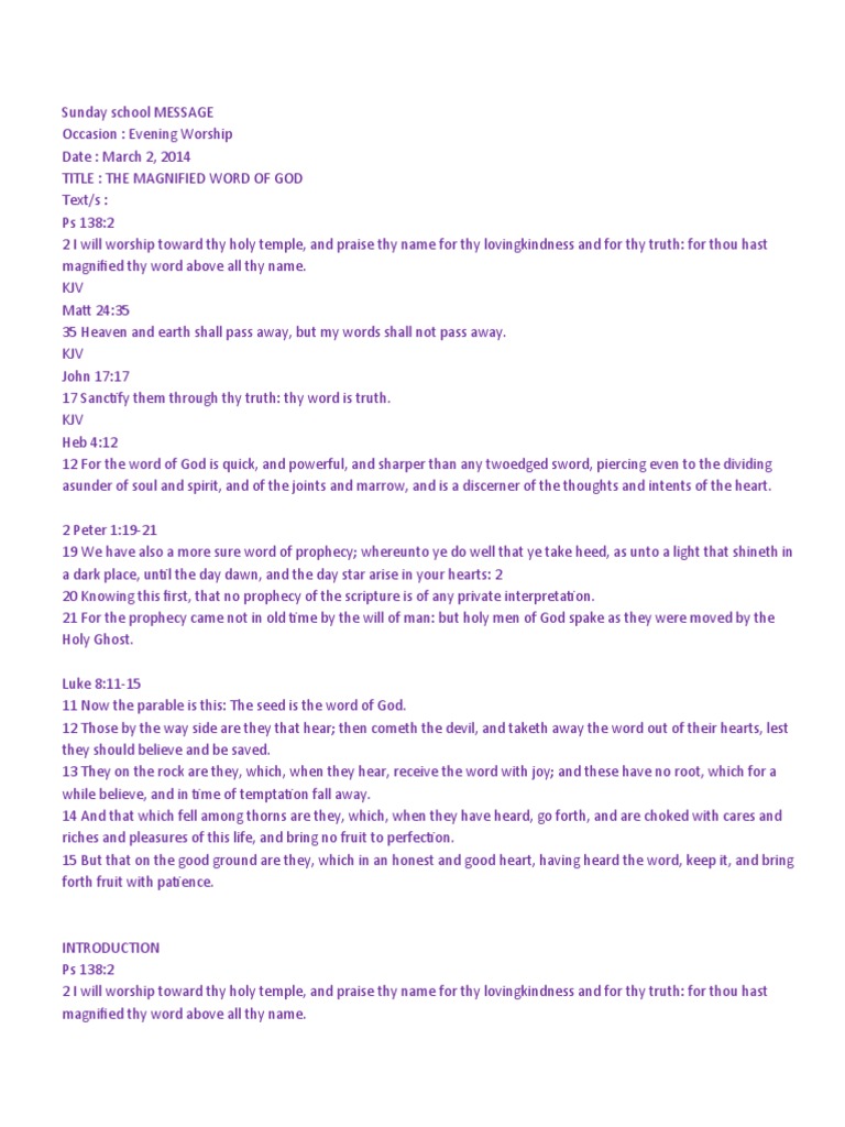 Sunday School MESSAGE | PDF | Eternal Life (Christianity) | Religious ...