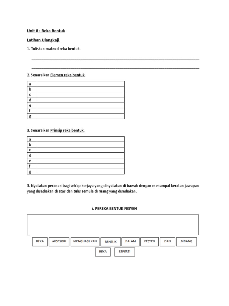 Latihan ABM Ulangkaji Unit 8 Kenali Bentuk | PDF