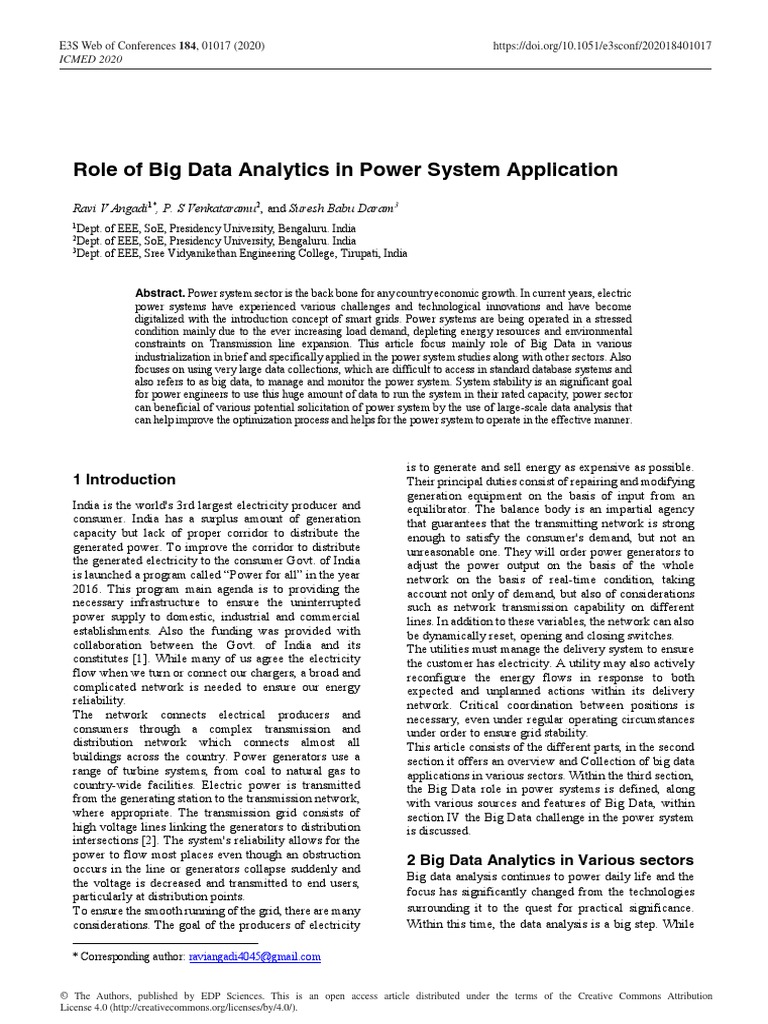 Data Analytics of Power System Application | PDF | Big Data | Machine ...
