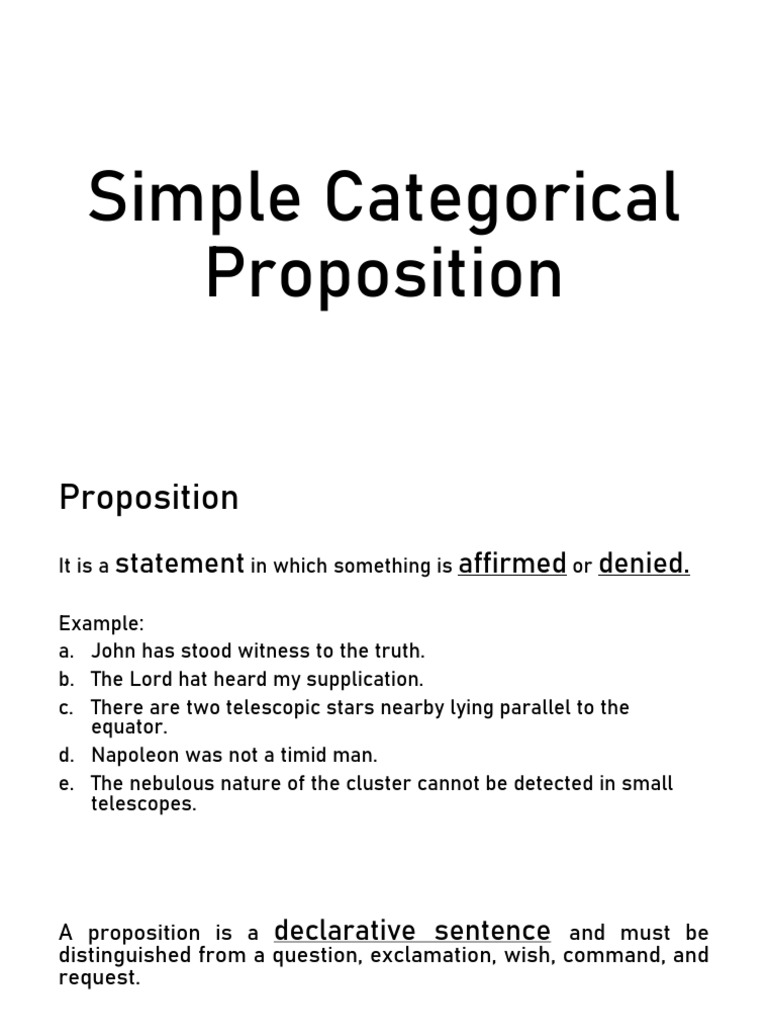 Simple Categorical Proposition Student | PDF | Proposition | Truth