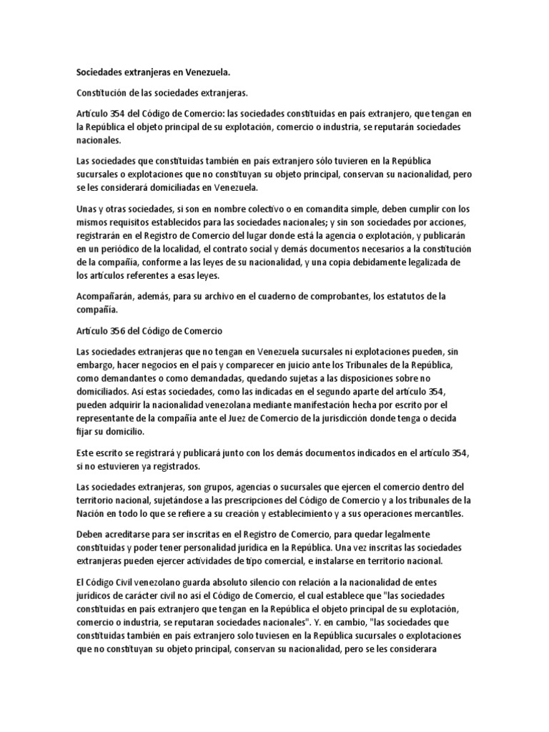 Sociedades Extranjeras en Venezuela | PDF | Sociedad de responsabilidad ...
