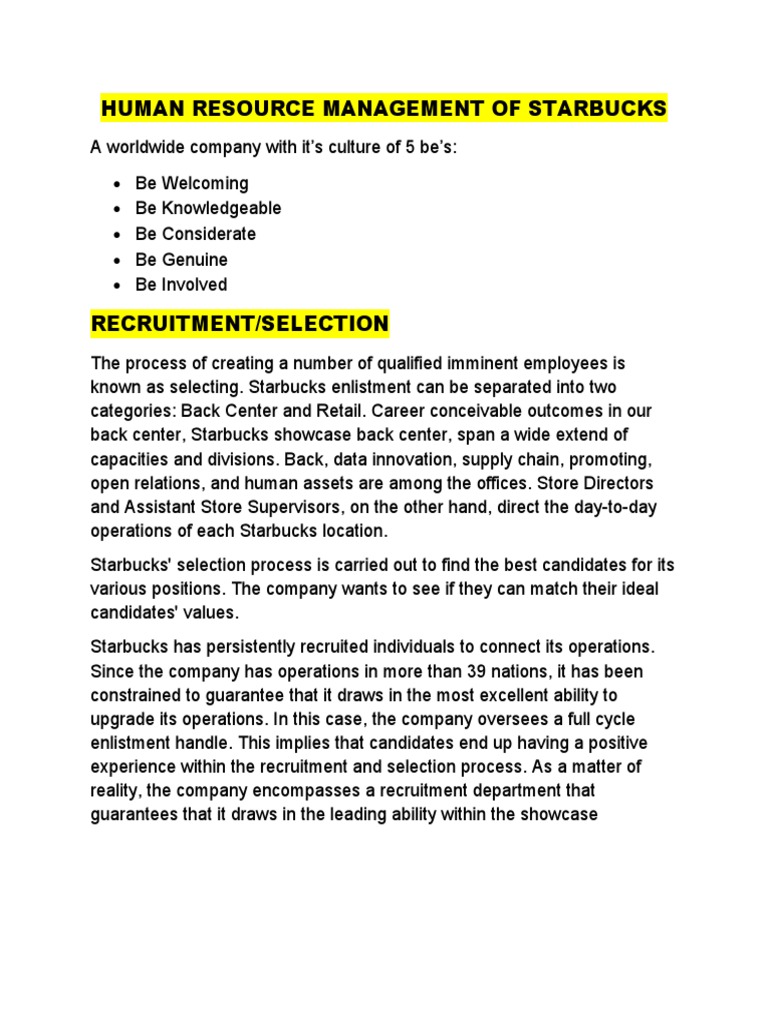 Starbucks Human Resource Management Guide | PDF | Payroll | Health Sciences