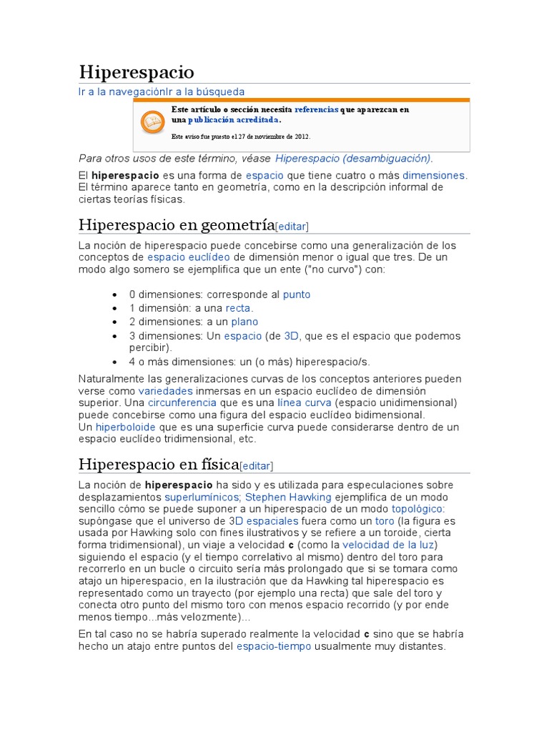 HIPERESPACIO | PDF | Dimensión | Espacio