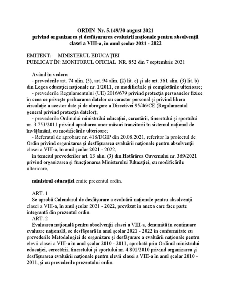 Ordin 5.149 - 2021 EN VIII - 2022 | PDF