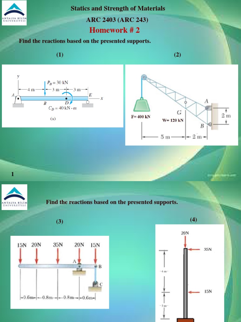 HW-2 Statics and Strength of Materials ARC 2403 (ARC 243) | PDF ...