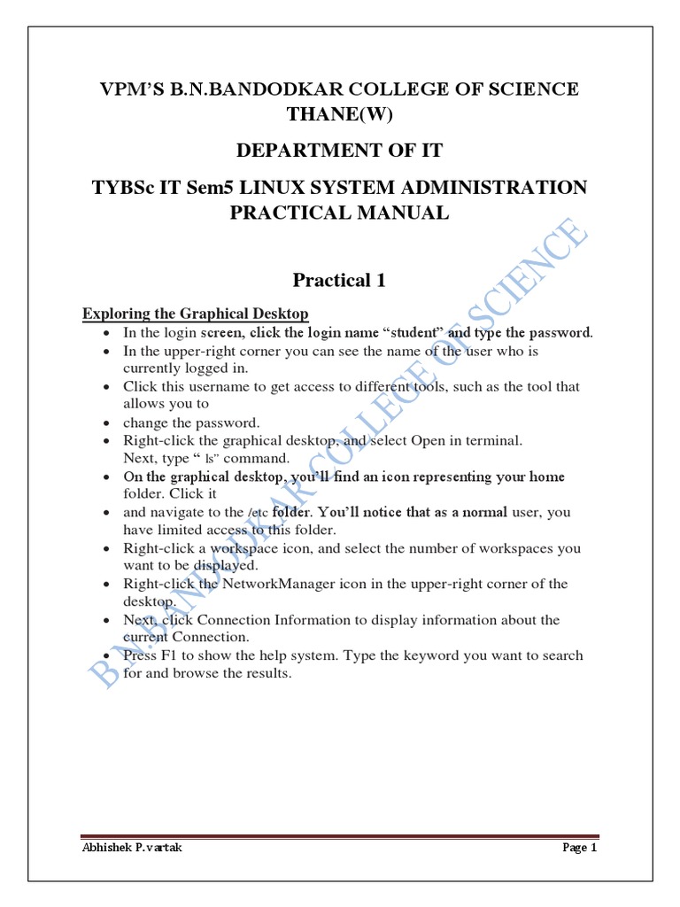 VPM'S B.N.Bandodkar College of Science Thane (W) Department of It Tybsc ...