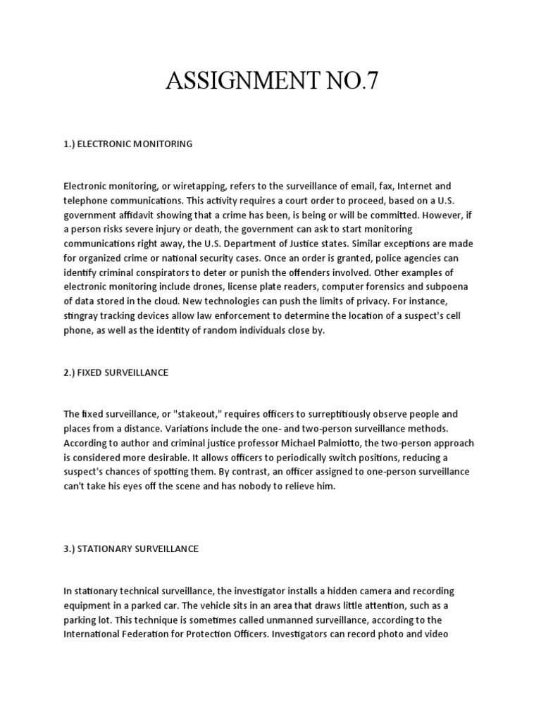 Assignment No.7 | PDF | Surveillance | Securities