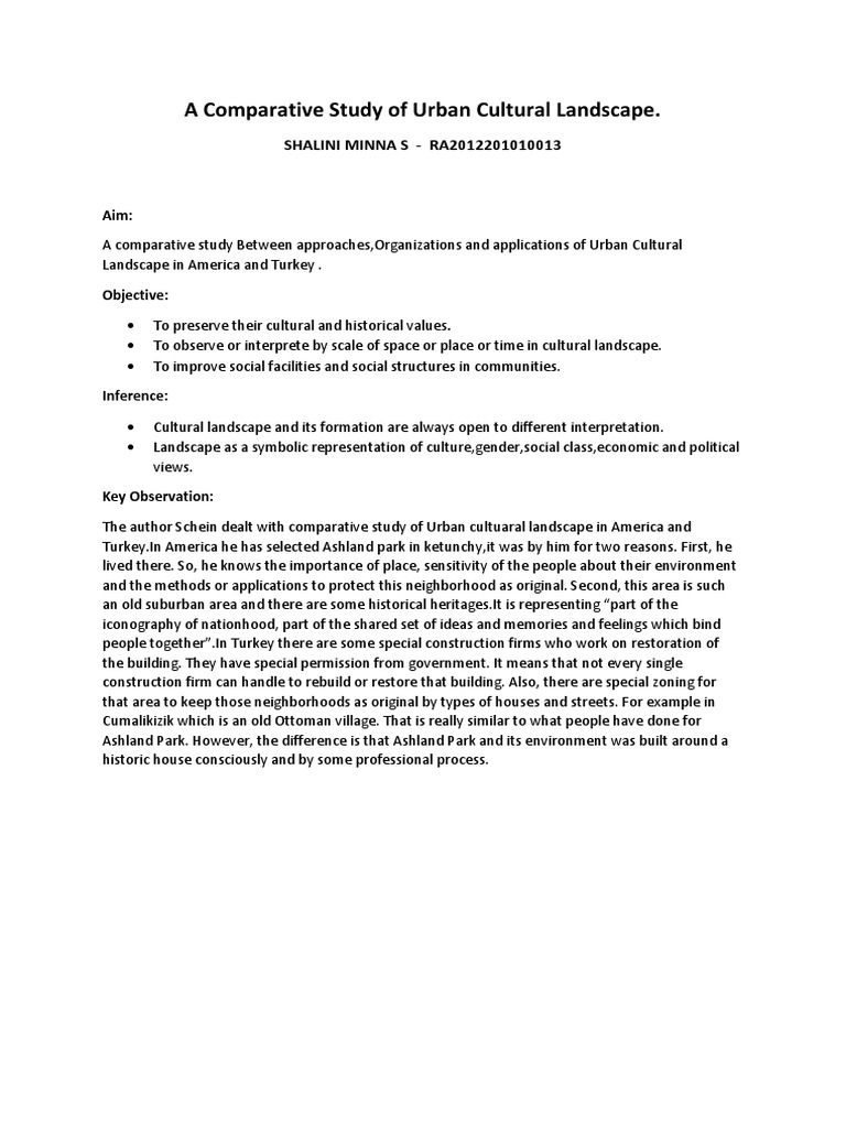 A Comparative Study of Urban Cultural Landscape | PDF | Social Science