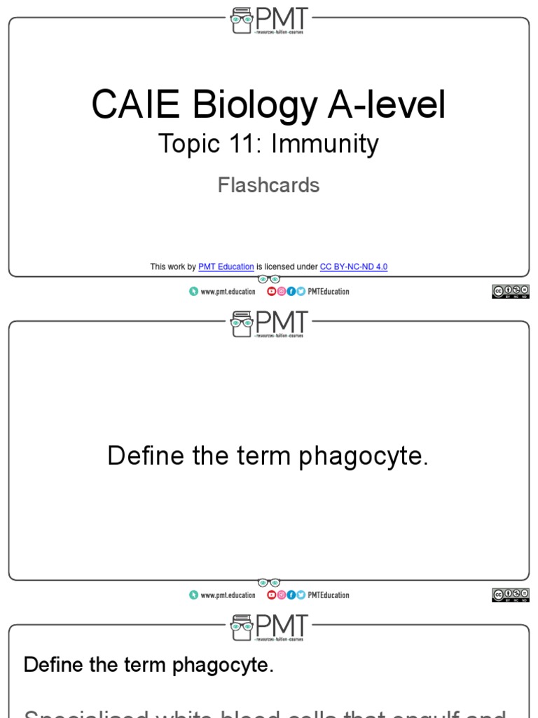 Flashcards - Topic 11 Immunity - CAIE Biology A-Level | PDF | Immune ...