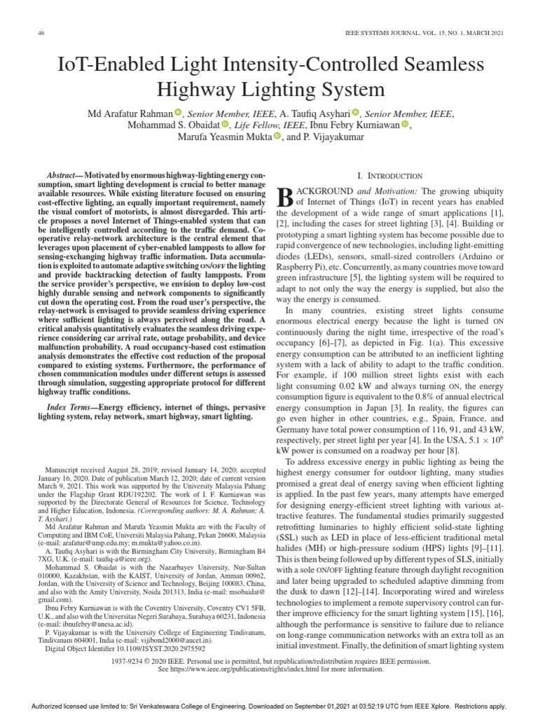 Iot-Enabled Light Intensity-Controlled Seamless Highway Lighting System ...