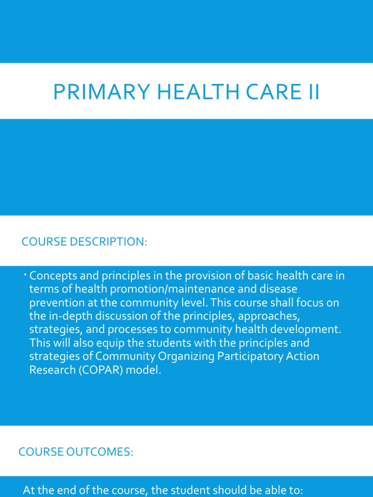 Primary Health Care II | PDF | Health Care | Primary Care