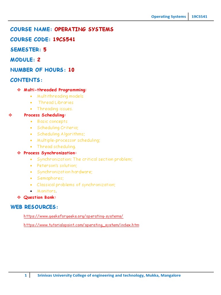Os - Module 2 | PDF | Thread (Computing) | Scheduling (Computing)