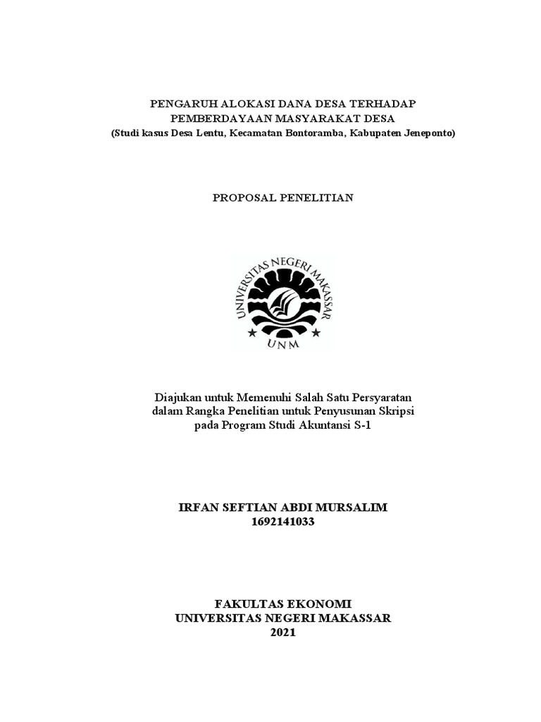 PROPOSAL IRFAN SEFTIAN ABDI MURSALIM - Rapih | PDF