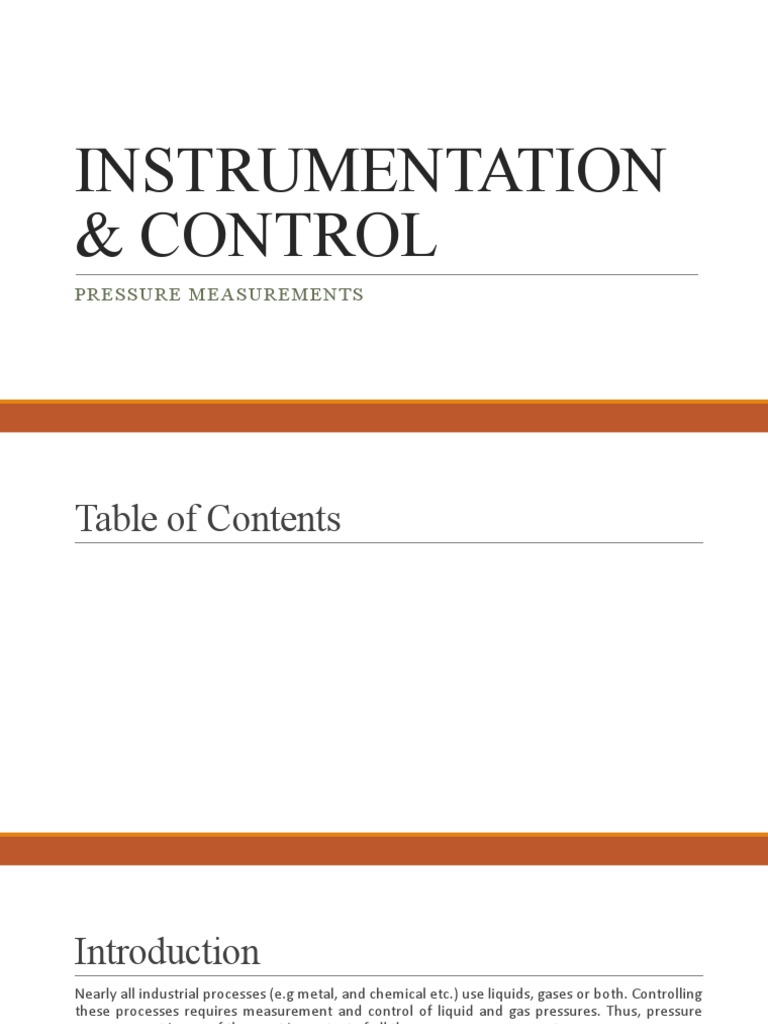 INSTRUMENTATION & CONTROL (Presentation) | PDF | Pressure Measurement ...